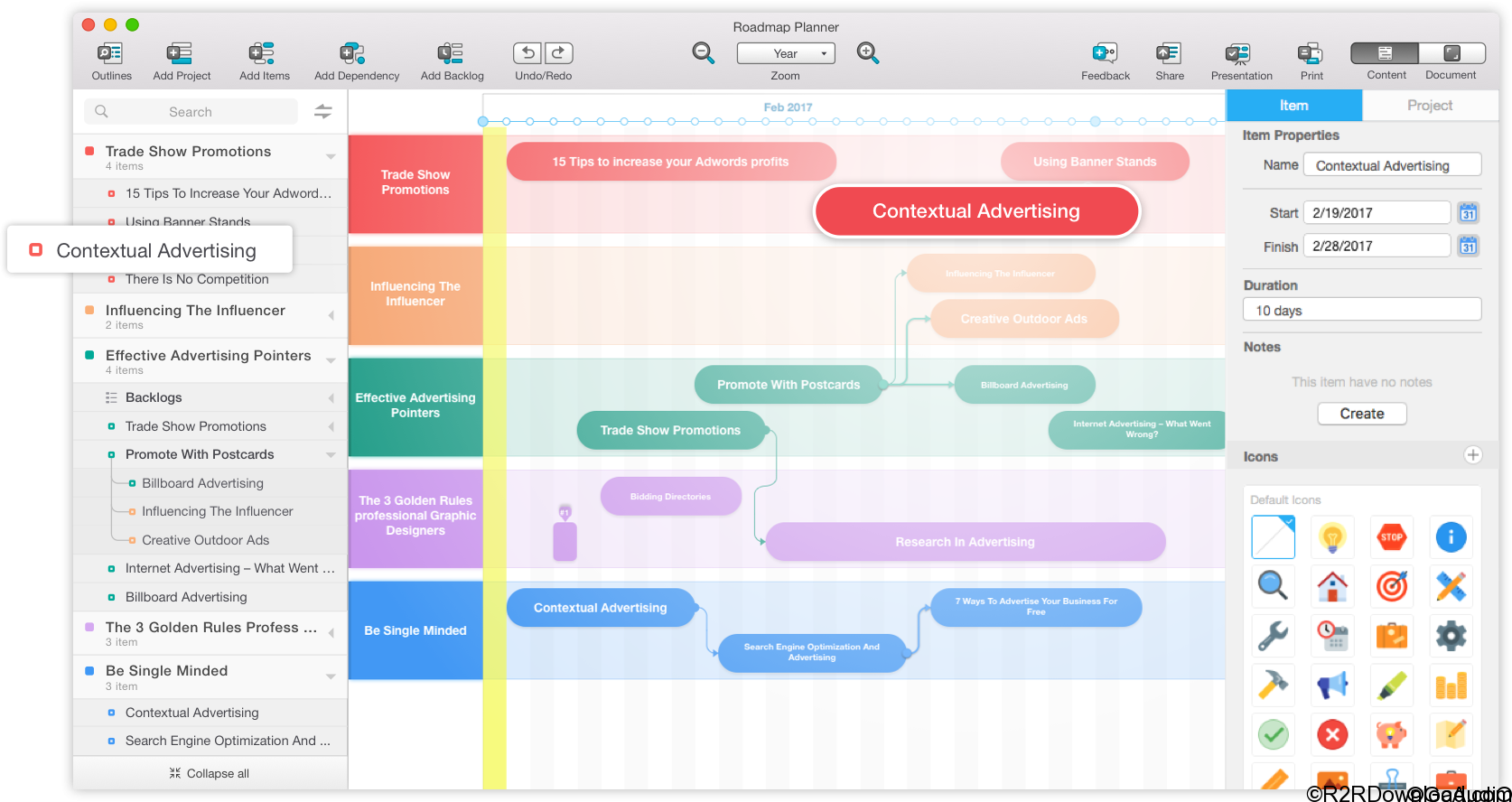 Roadmap Planner 1.9 Free Download (Mac OS X) | Go AudiO [Official]